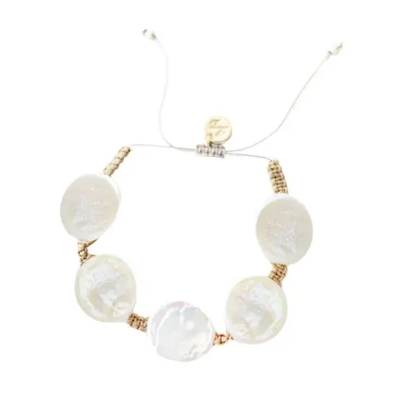 ADRIANA PAPPAS DESIGNS Coin Pearl Bracelet - Brown