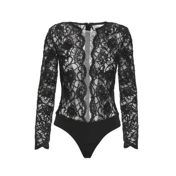 NISSA Sequin-detail Lace Bodysuit