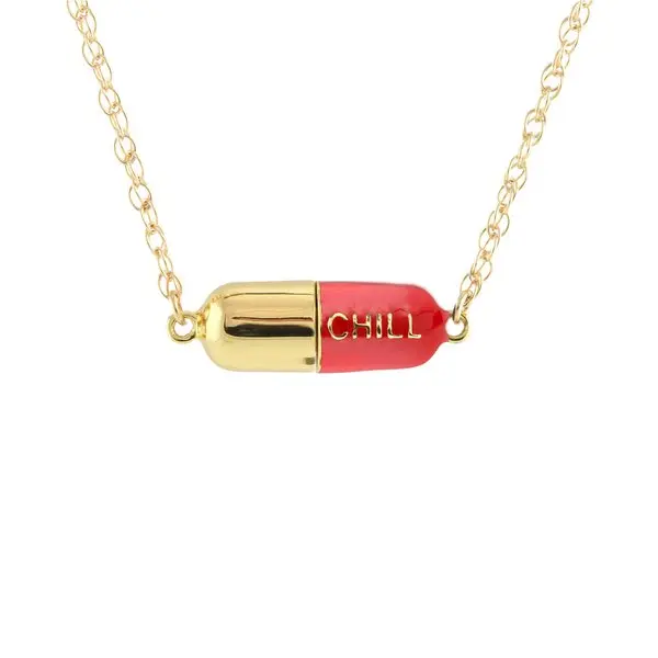 Kris Nations Chill Pill Chain Necklace - Red