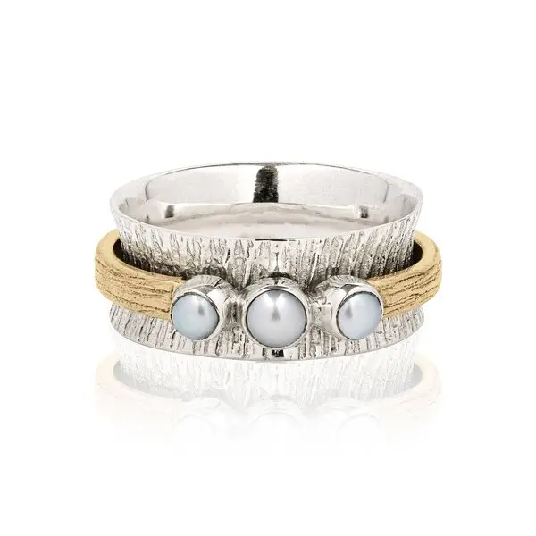 CHARLOTTE'S WEB JEWELLERY Sterling Silver And Bronze Spinning Ring With Pearls - Gold/white/silver