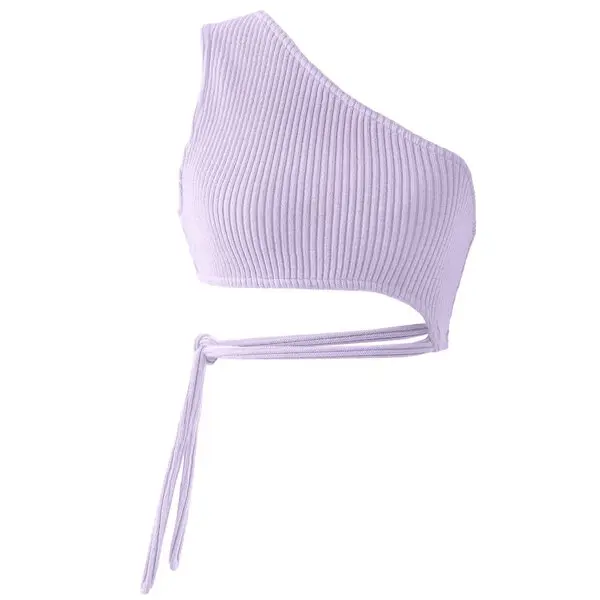 KARGEDE Knit Crop Top One Shoulder