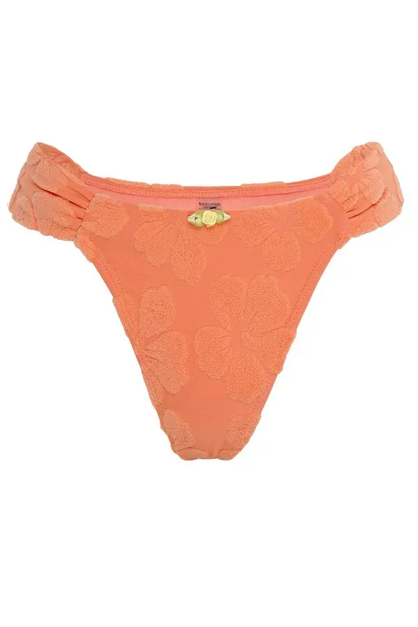 WILD LOVERS LONDON Floral Textured Bikini Bottom - Orange