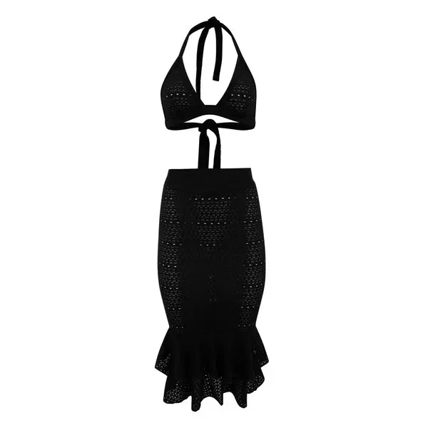 MAUI X LOLITA Lace Knit Two-piece Set - Black