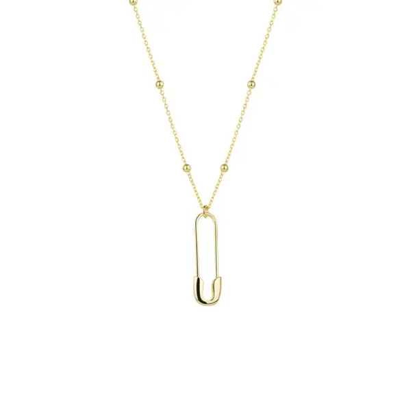 SPERO LONDON Sterling Silver Safety Pin Necklace - Gold