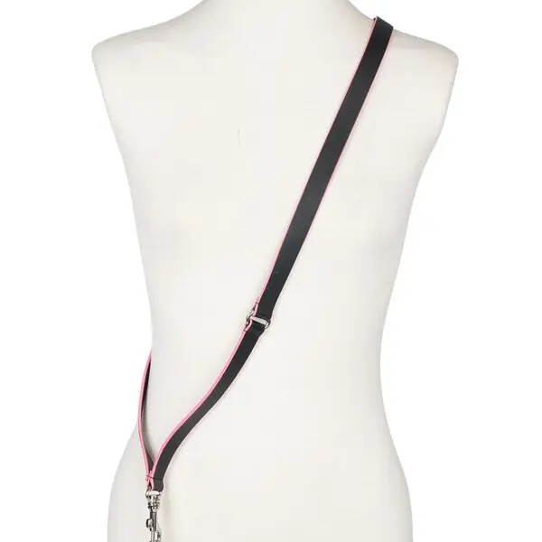 BRUNO'S SHOP Hands-free Leather Dog Leash With Trim - Black/pink