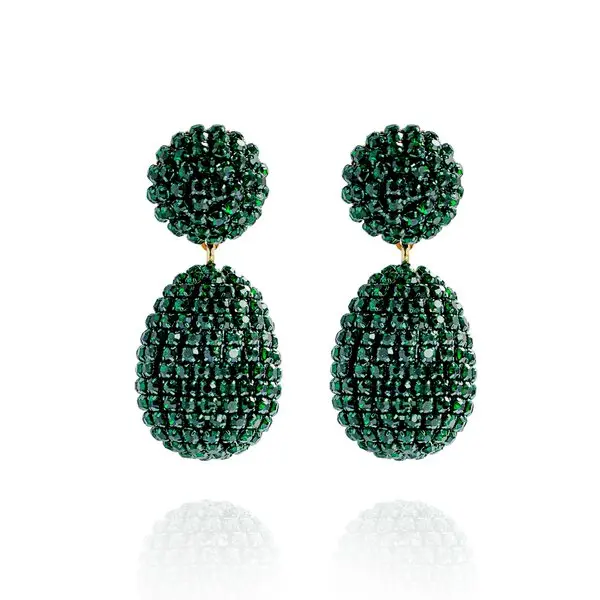 SAULE LABEL Clio Rhinestone Dangle Earrings - Green