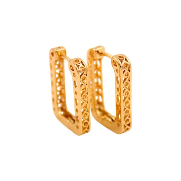 1610ISTANBUL Istanbulite Texture Hoop Earrings - Gold