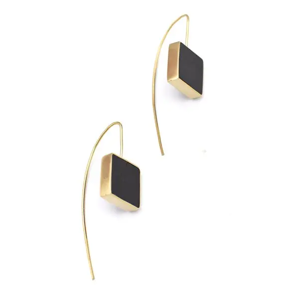 LALA SALAMA Pull-through Earrings With Horn Detail - Black
