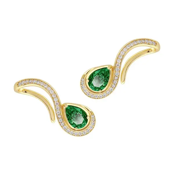 Arte Madrid Sierra Pavé Contour Climber Earrings - Green