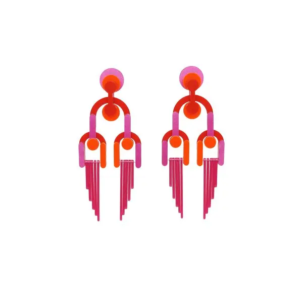 GISSA BICALHO Acrylic Cladogram Earrings - Orange