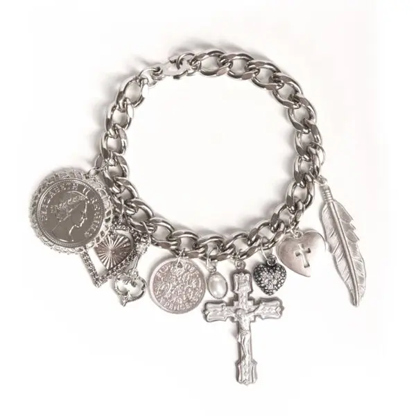 CARAMEL VINTAGE JEWELLERY Tone Charm Bracelet - Silver