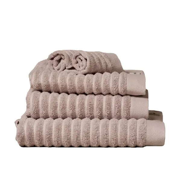 MISONA Ribbed Organic Cotton Towel Set Light Grey - Silver