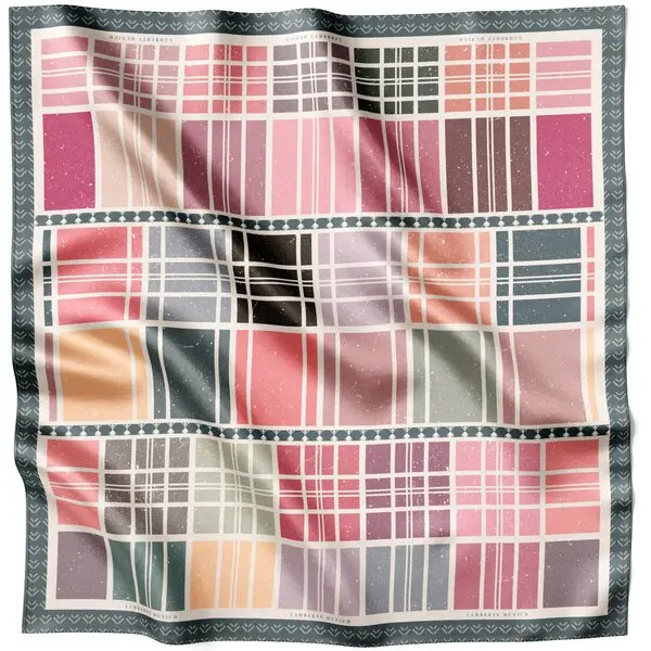 LAMBERTY MUNICH X KATCHMAGIC LONDON Soft Grid Cherry Midi Silk Scarf - Red