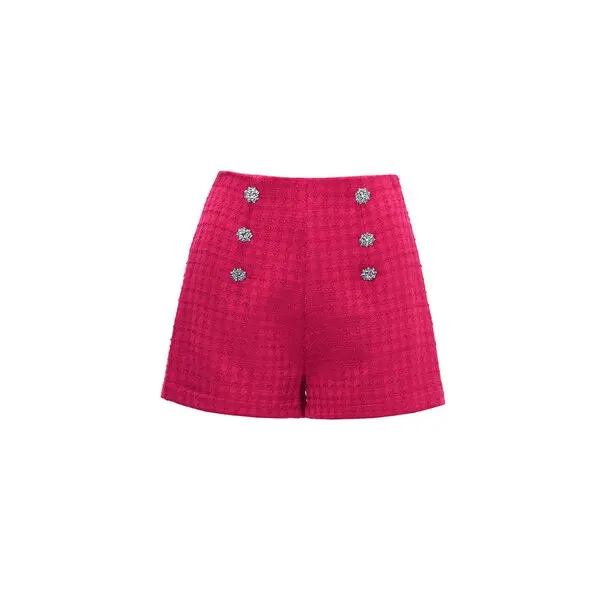 NISSA High Waisted Bouclé Short - Pink