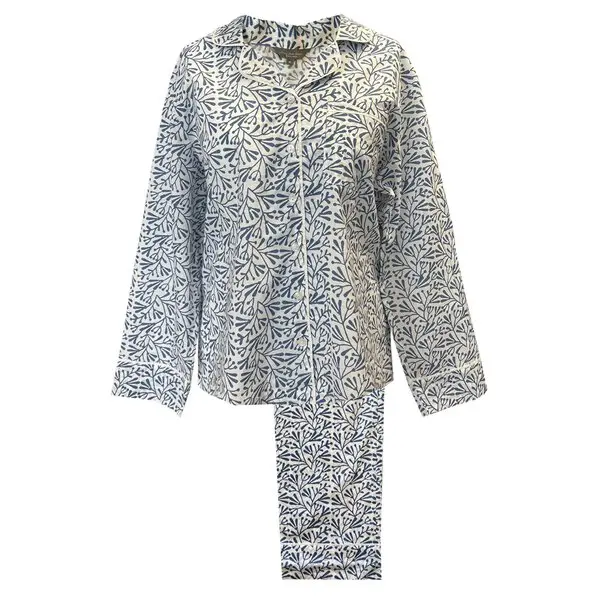 LIME TREE DESIGN Block Printed Pyjamas Bud - Blue