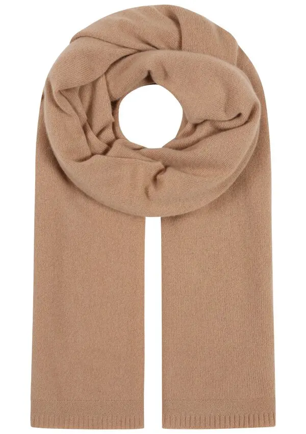 LOOP CASHMERE Brown / Neutrals / Gold Featherweight Scarf In Honey - Brown/gold