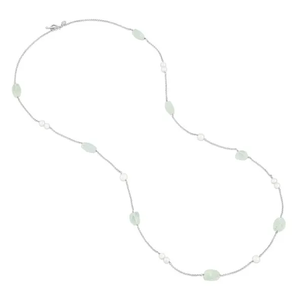 DOWER & HALL Aquamarine And White Pearl Array Necklace - Silver