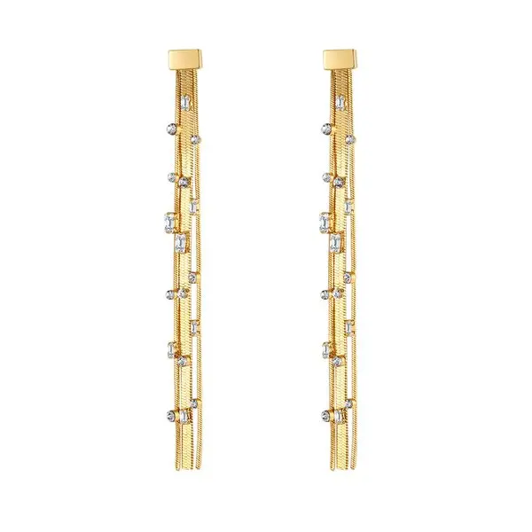 CLASSICHARMS Golden Tassel Zirconia Earrings - Gold