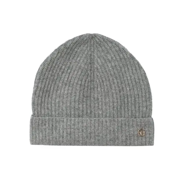 BEL CASHMERE Cashmere Ribbed Beanie - Grey