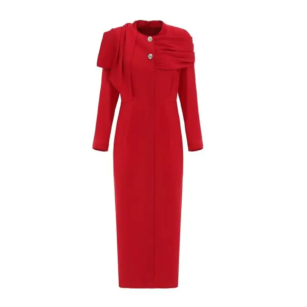 JULIA ALLERT Architectural Cape Sheath Midi Dress
