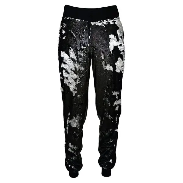 LALIPOP DESIGN Double-sided Sequined Faux Leather Track Pants