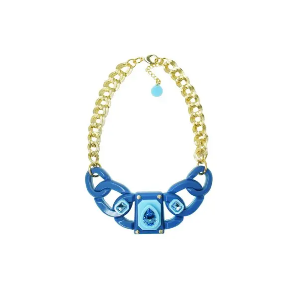 GISSA BICALHO Handmade Acrylic Link And Stone Necklace - Blue