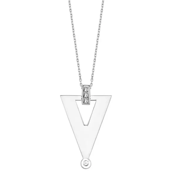 DIME TRIBE Geometric Diamond Pendant Necklace - White