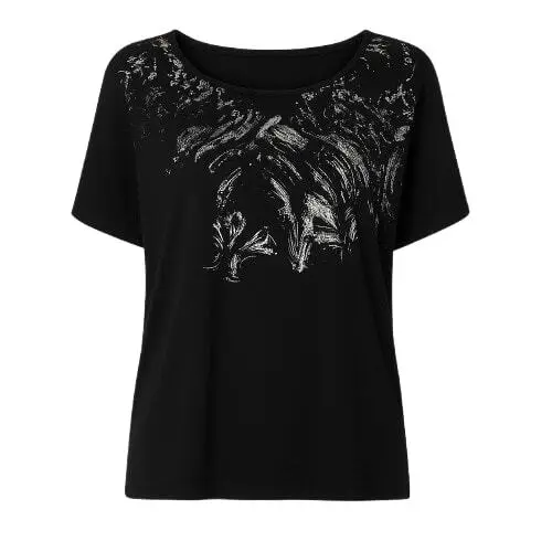 CONQUISTA Foil Print Batwing Top