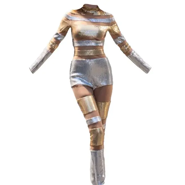 HARMONIA NY Venusian Metallic Catsuit Dani Watanabe - Gold/silver