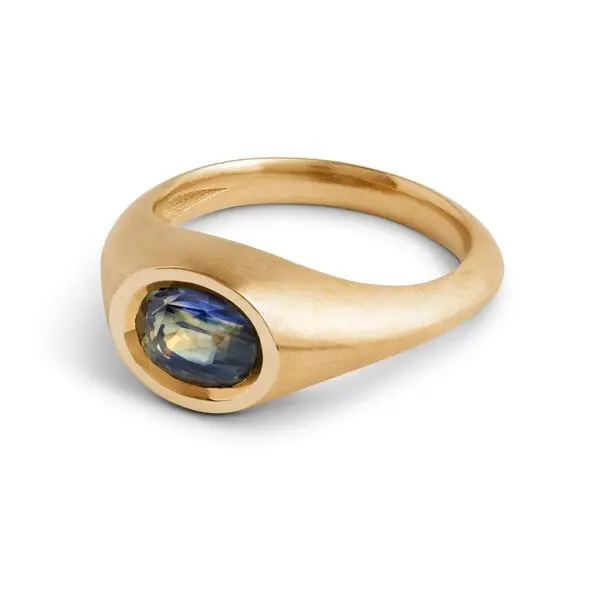 KASUN Signet Ring With Natural Sapphire - Gold