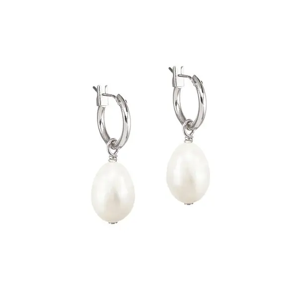 BIKO Freshwater Pearl 2-in-1 Hoop Earrings - Silver