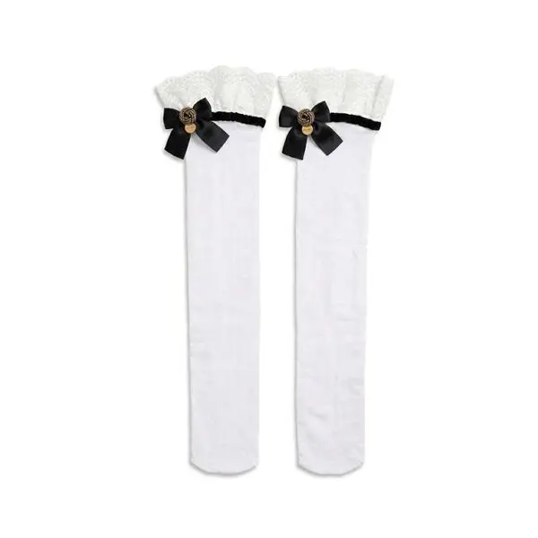 ADIBA Rosette Lace Knee High Socks - White