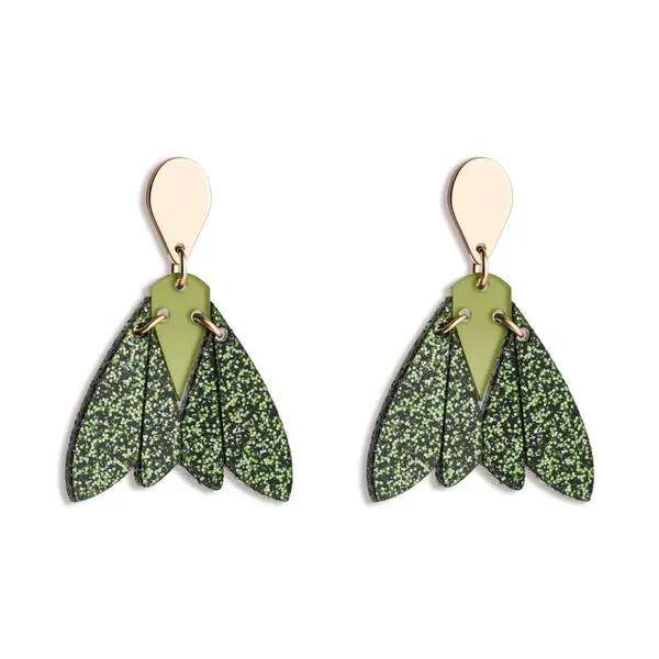 TOOLALLY Gossamer Drop Earrings - Green