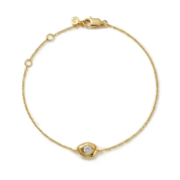 ARCTIC FOX & CO. Gold Vermeil April Birthstone Bracelet - Gold/white