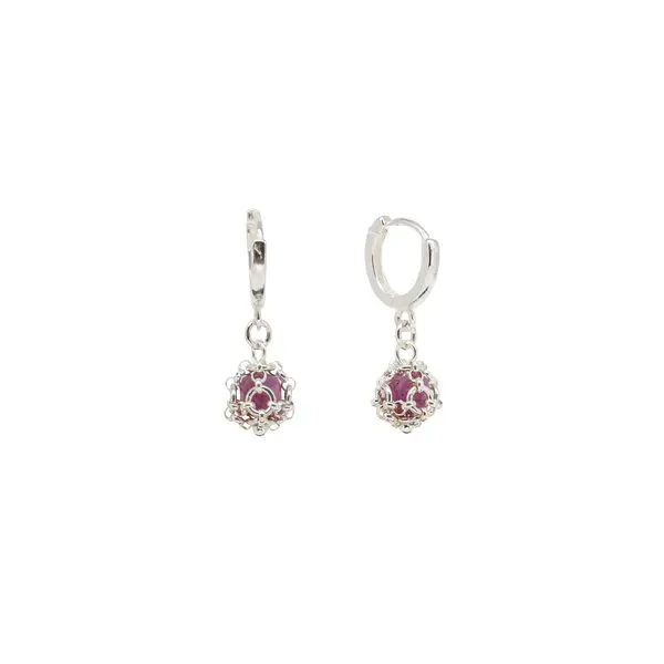MHART Raw Ruby Caged Drop Earrings - Red