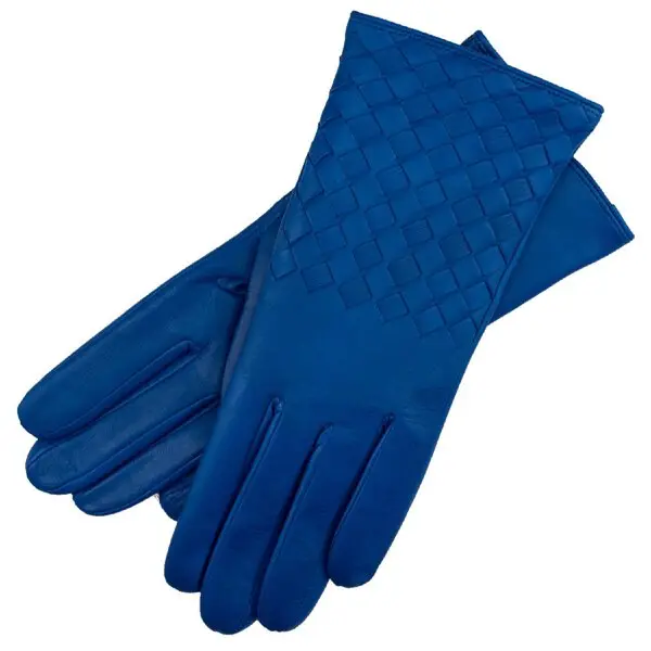 1861 GLOVE MANUFACTORY Trani Woven Leather Gloves - Blue