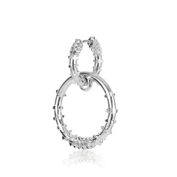 KASUN LONDON Double Hoop Dangle Earrings - Silver