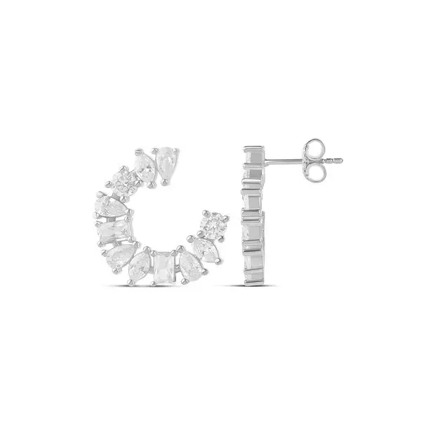 SHYMI Multi Shape Statement Earrings - Silver