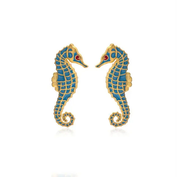 MILOU JEWELRY Light Seahorse Earrings - Blue