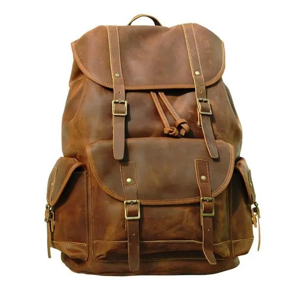 TOURI Leather Backpack - Brown