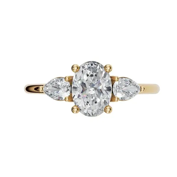 AYA FINE JEWELRY Three Stone Oval And Pear Lab Diamond Engagement Ring In 14k Gold - Yellow
