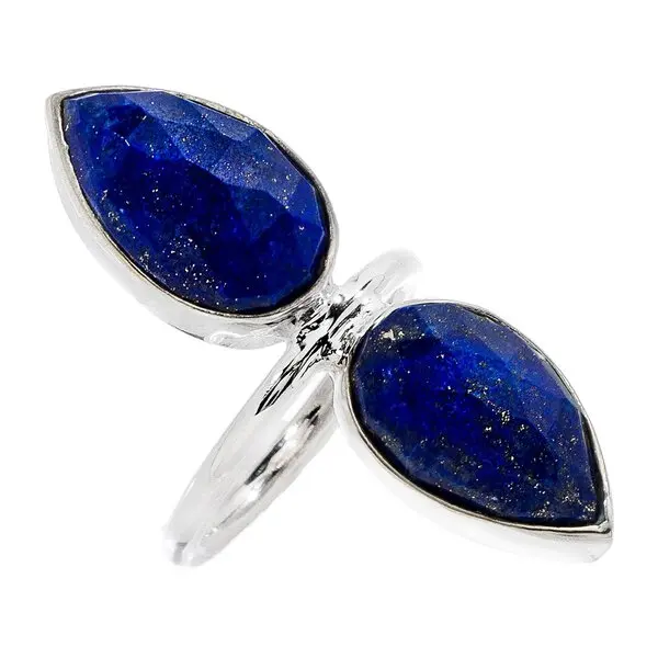 HEATHER HAWKINS JEWELRY Double Lotus Lapis Lazuli Gemstone Ring - Blue