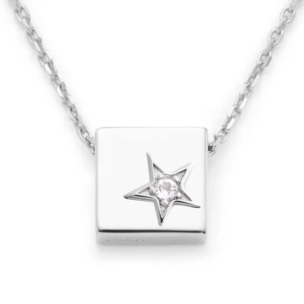 KOUREE Sterling Star Pendant Necklace With White Topaz - Silver