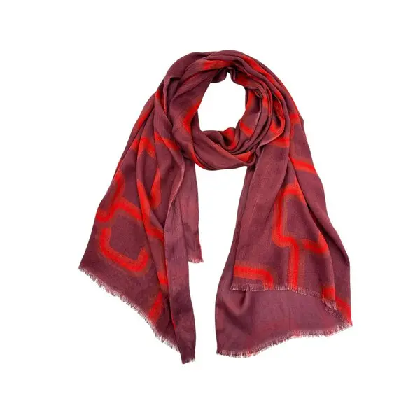 JULIA CLANCEY Link Claret Modal Reversible Scarf - Red