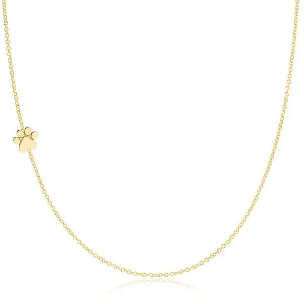 Maya Brenner Designs 14k Asymmetrical Charm Necklace With Paw Print - Gold