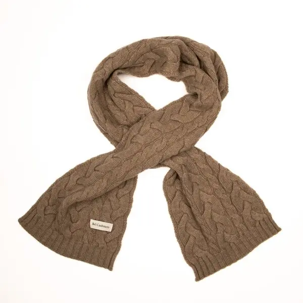 BEL CASHMERE Cashmere Cable Scarf Organic - Brown