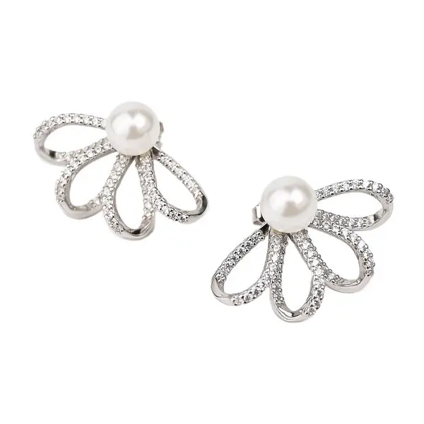 ZYNNIA COLLECTIVE Half Bloom Earrings - Silver