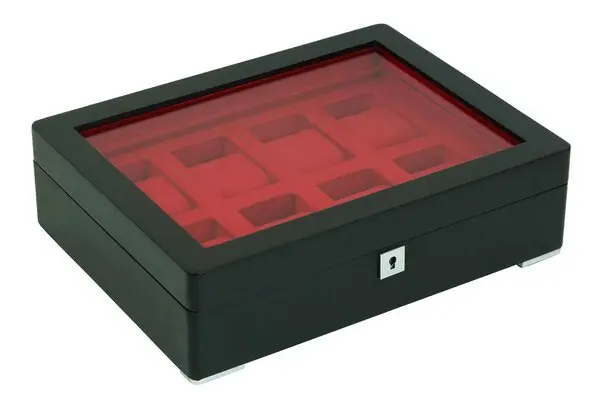 KENNETT WATCHES & ACCESSORIES Eight Slot Wooden Watch Box - Black/red