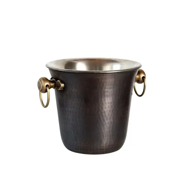 ANATOLIACRAFT Solid Copper Champagne & Ice Bucket - Black