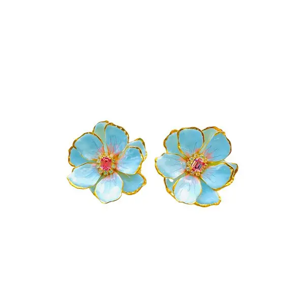 THE PINK REEF Floral Earrings - Blue